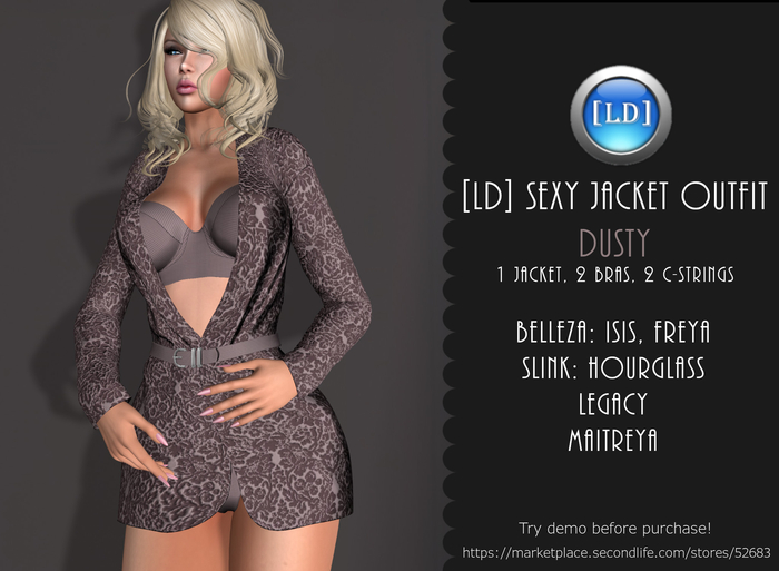Second Life Marketplace [ld] Sexy Jacket Outfit Dusty